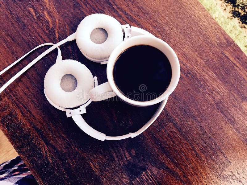 Coffee and music stock photo. Image of enjoying, headphones - 78732332