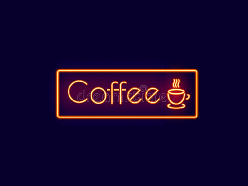 Coffee Neon Sign Logo Vector Illustration. Bright Night Sign, Night ...