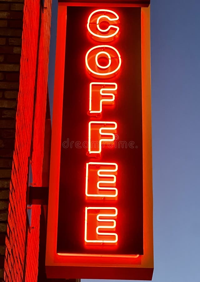 Coffee Neon Sign in a Vertical Layout Stock Image - Image of poster ...