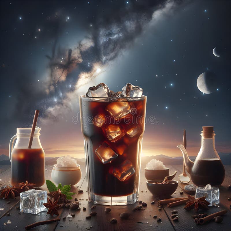 Coffee on Night and Stars Background Stock Illustration - Illustration ...