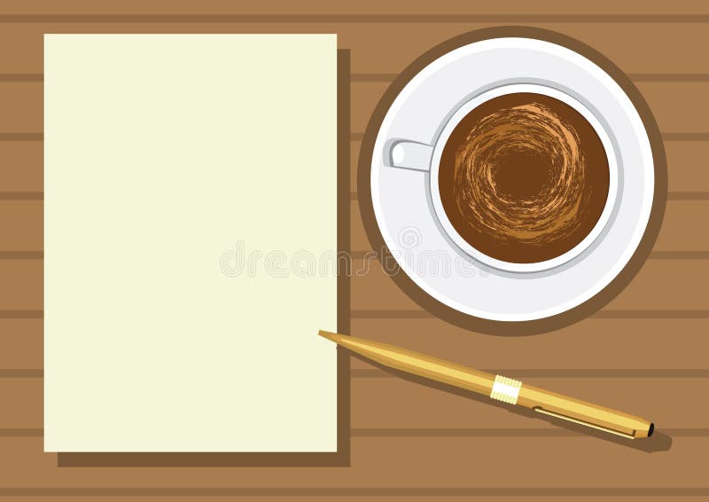 Coffee with Note Paper and Pen. Vector Illustration Decorative Design ...