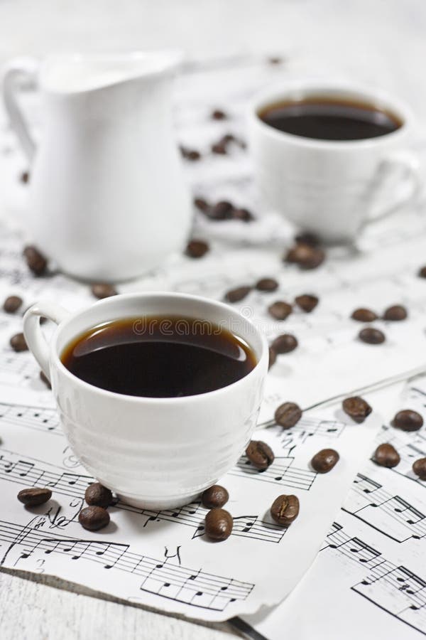 Coffee on note sheets stock photo. Image of backgrounds - 38094232