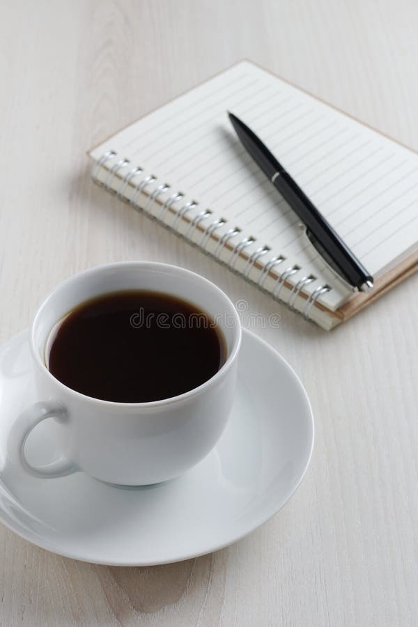 Coffee and Notepad with Pen Stock Image - Image of espresso, blank ...