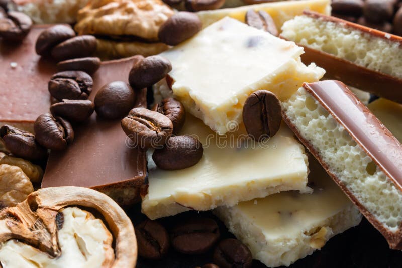 Coffee and nuts close-up stock image. Image of macro - 67454635