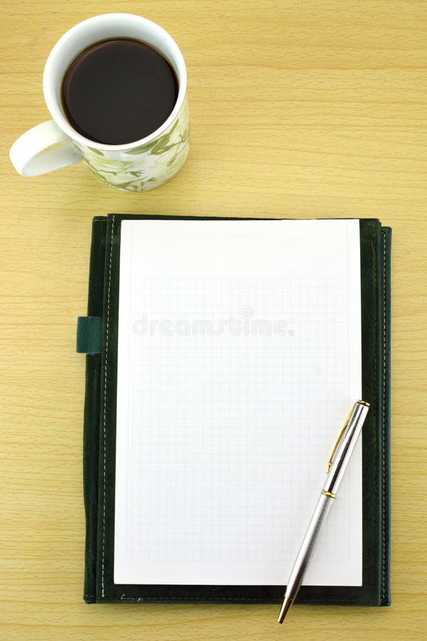 Coffee, Open Notebook and Pen Stock Image - Image of message, event ...