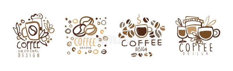 Coffee Original Label and Logo Design Vector Set Stock Vector ...