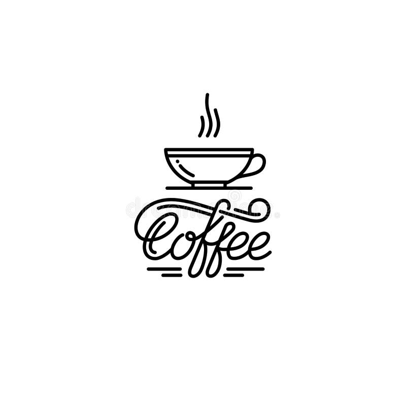 Coffee Outline Emblem White Background. Vector Illustration Stock ...