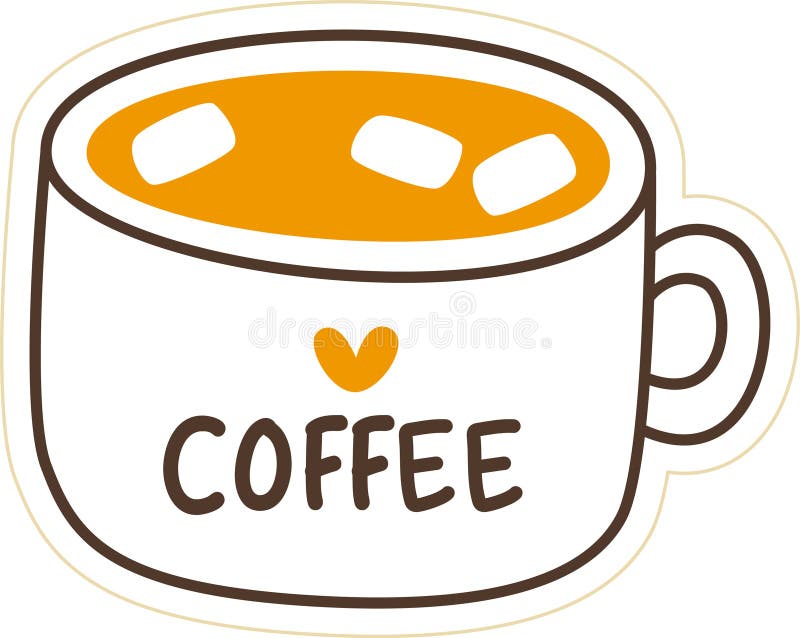 Coffee Outline Sticker stock vector. Illustration of black - 299510641