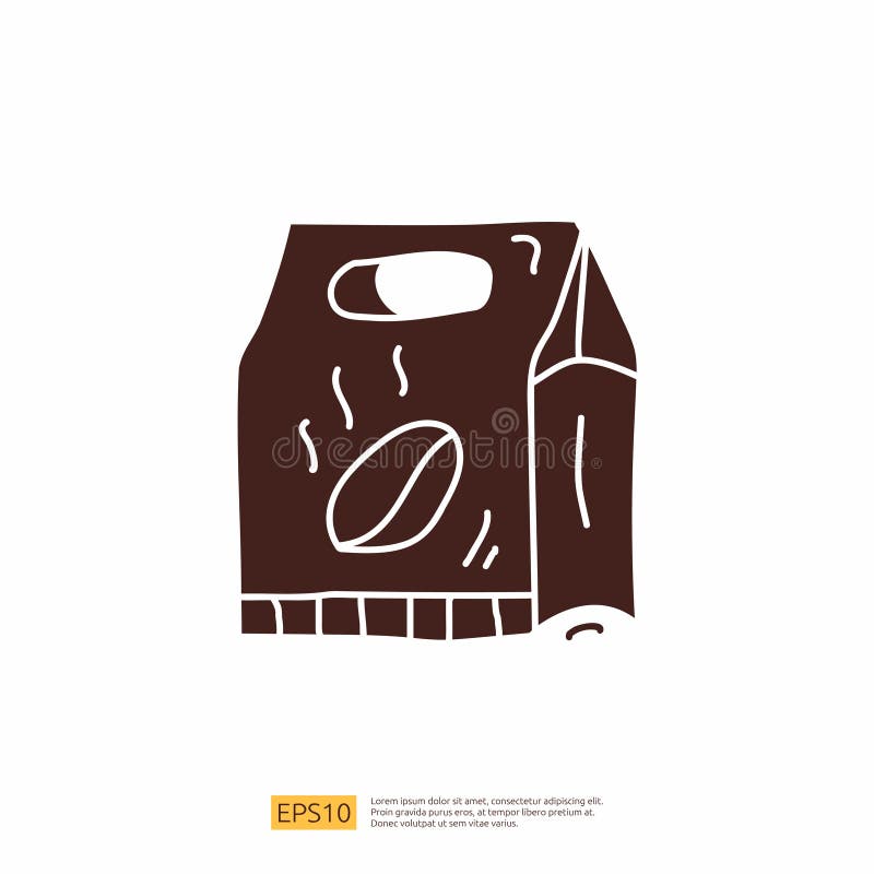 Coffee Pack Box for Cafe Concept Vector Illustration. Hand Drawing ...