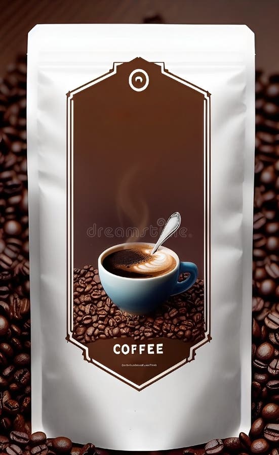 Coffee Packaging Design with Coffee Beans and Coffee Cup 3 Stock Photo ...