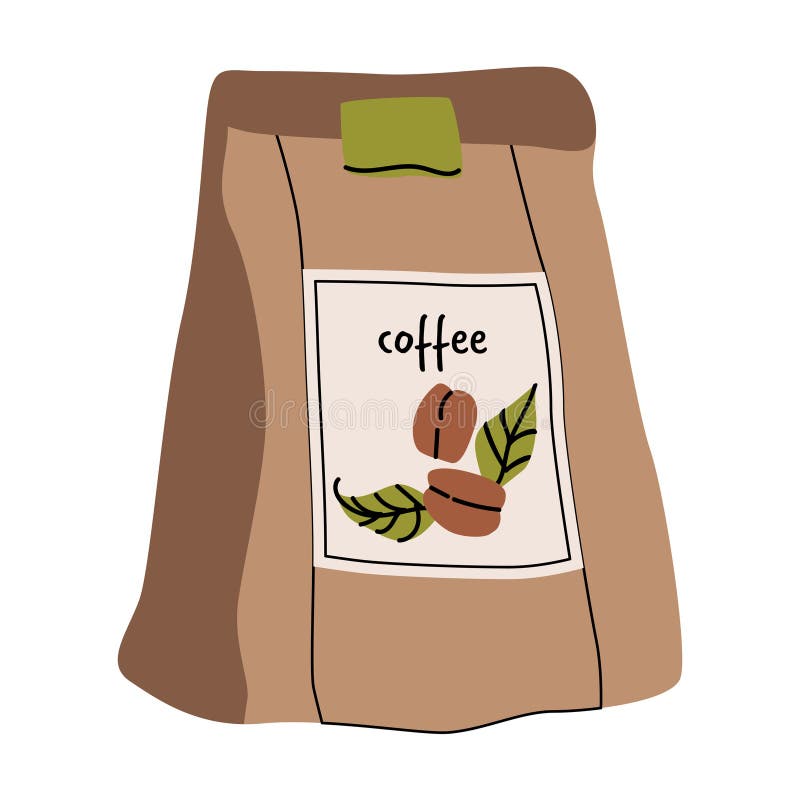 Coffee Packaging Design Featuring Brown Bag with Artistic Coffee Beans ...