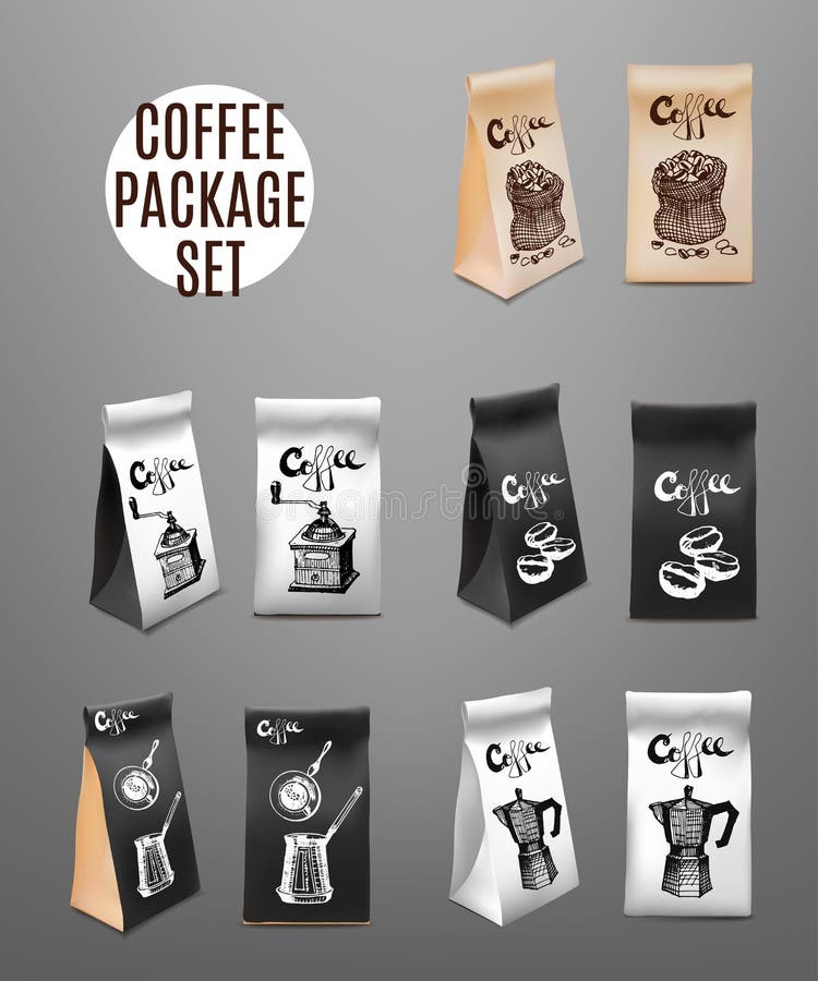 Coffee Packaging Design Set. Template for Beverage Product. Object ...