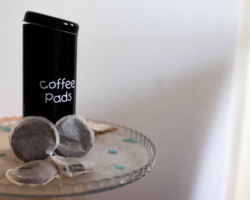 Coffee Pad Container with Decoration at Home Stock Image - Image of ...