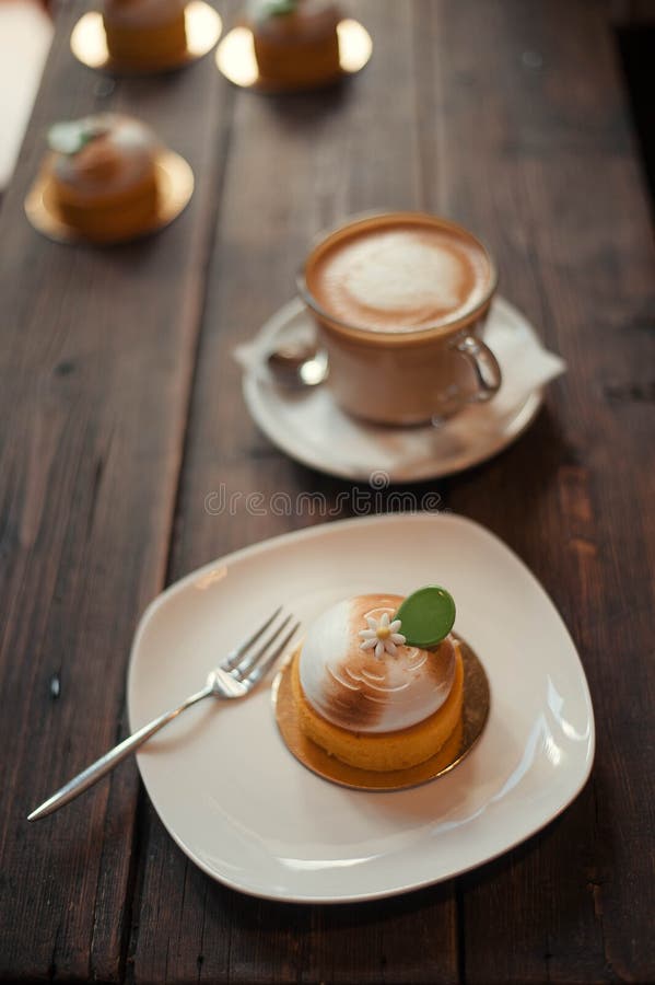 Coffee and Pancake on a Wooden Table Stock Image - Image of brown ...