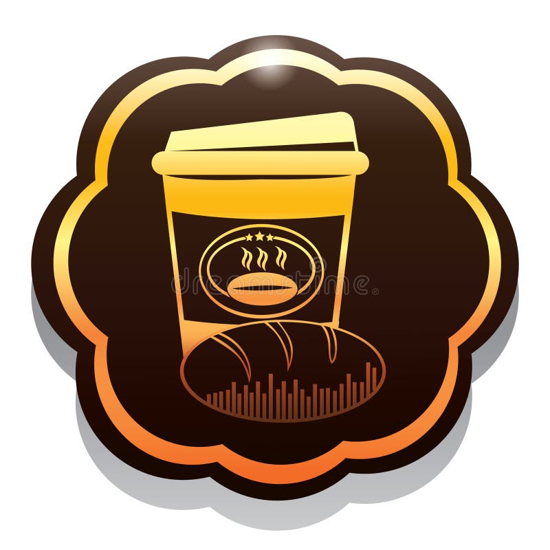 Coffee in Paper Cup with Bread. Vector Illustration Decorative Design ...