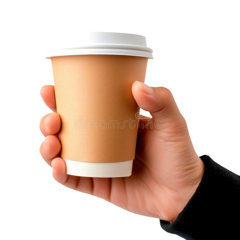 Coffee in a Paper Cup in Hand on a White or Transparent Background ...