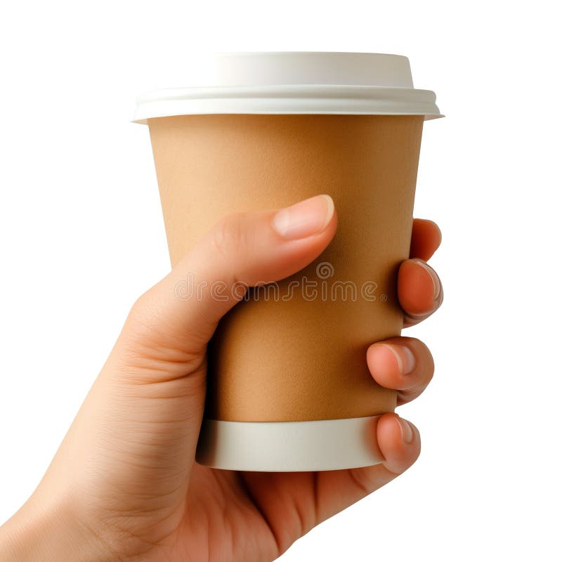 Coffee in a Paper Cup in Hand on a White or Transparent Background ...