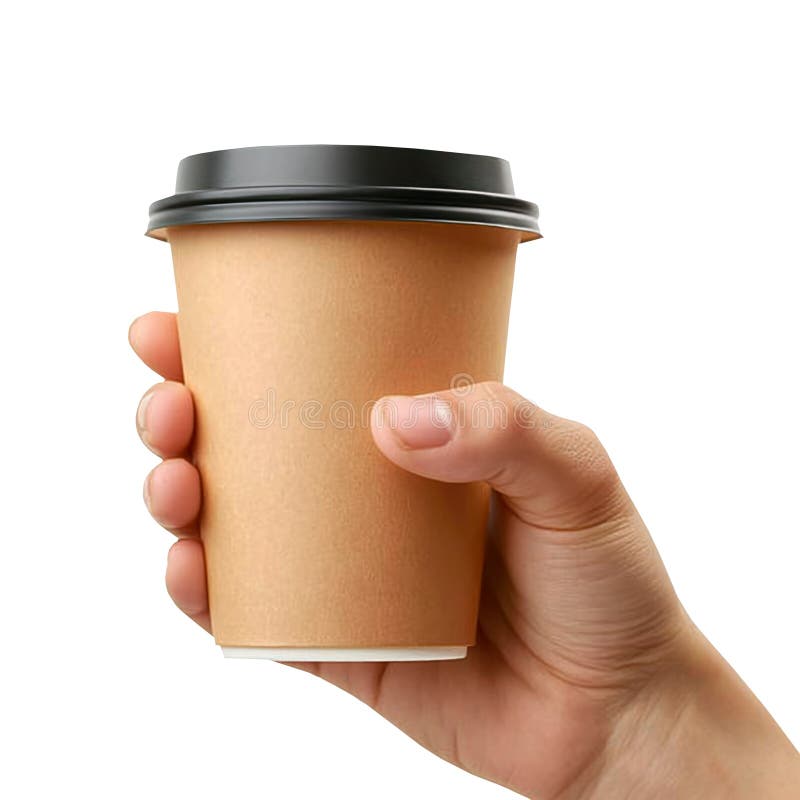 Coffee in a Paper Cup in Hand on a White or Transparent Background ...