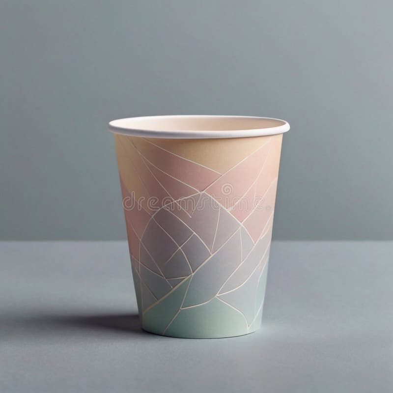 Coffee Paper Cup with a Minimalistic Pastel-colored Geometric Design ...