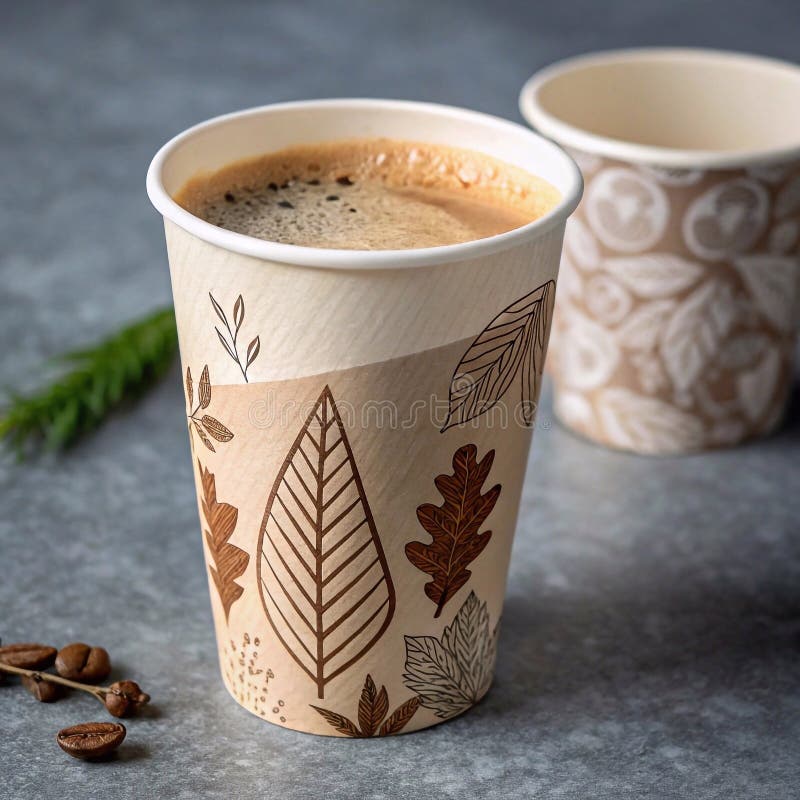 Coffee Paper Cup with a Nature-inspired Leaf Design. ?reated with AI ...