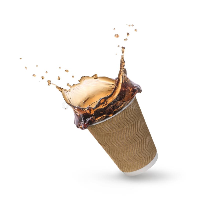 Coffee Paper Cup with Splash of Coffee Stock Image - Image of motion ...