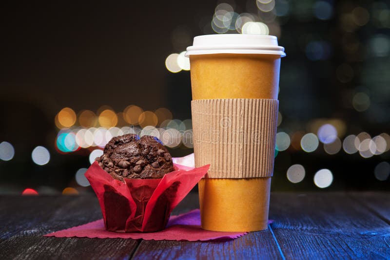 Coffee in a paper cup stock image. Image of night, disposable - 62386843