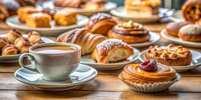 Coffee and Pastry Delight, Coffee, Pastry, Dessert, Breakfast Stock ...