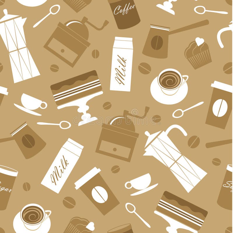 Cartoon Coffee Shop Background Pattern. Vector Stock Vector ...