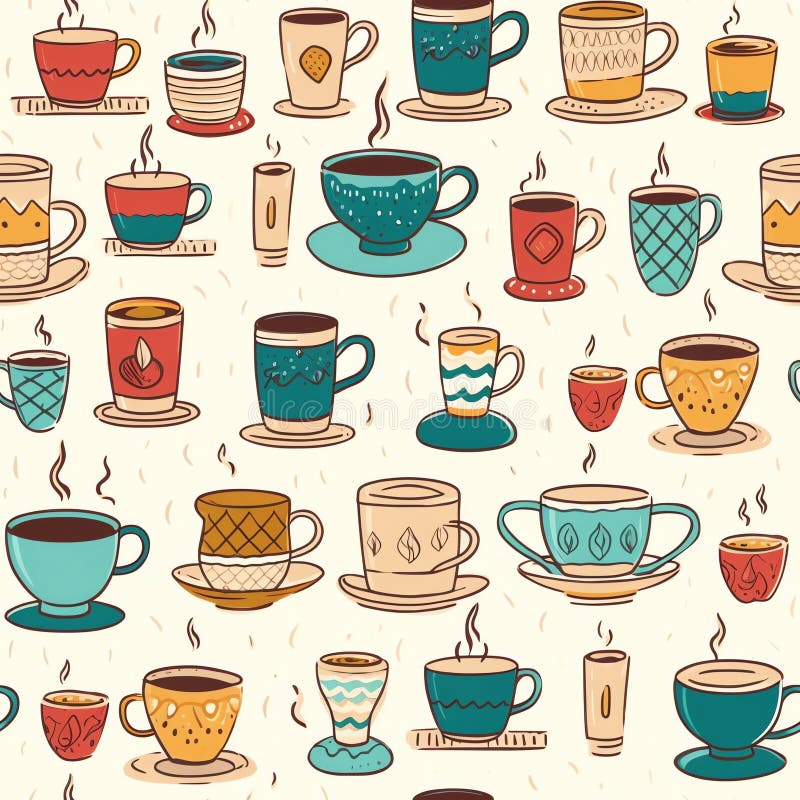 6Coffee_pattern stock illustration. Illustration of continuous - 279037659