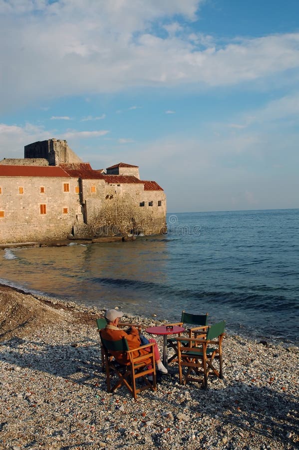 Coffee pause at the beach stock image. Image of travel - 807419