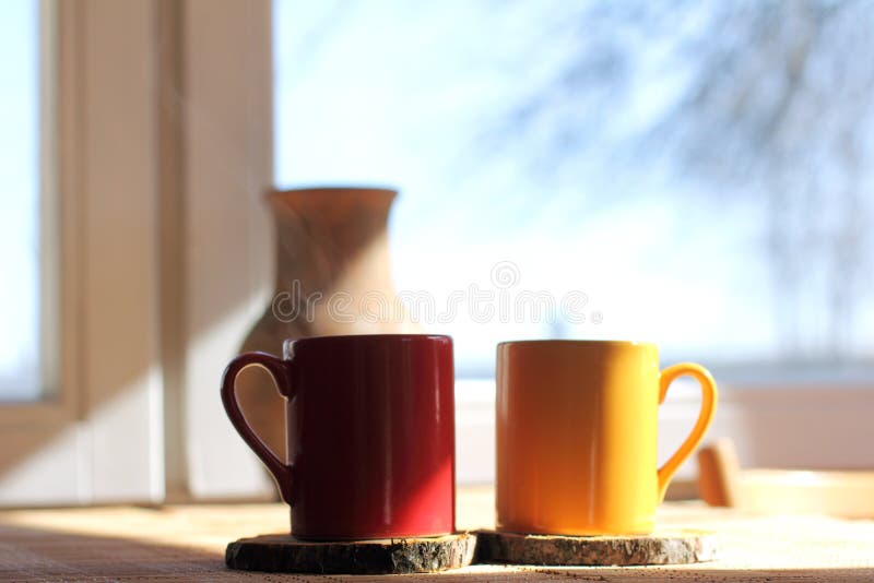Coffee Pause Overlooking the Landscape Stock Image - Image of ...