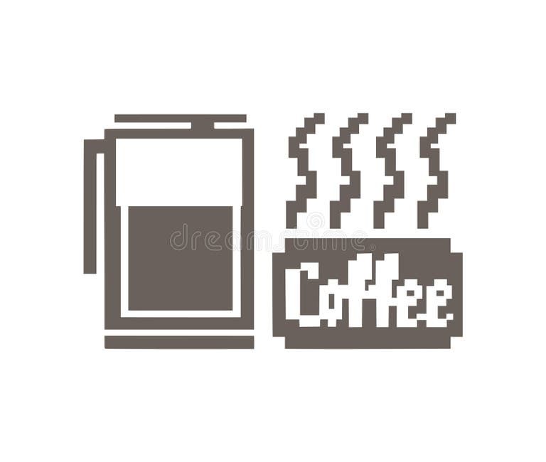 Coffee pixel art symbol stock vector. Illustration of coffee - 333201041