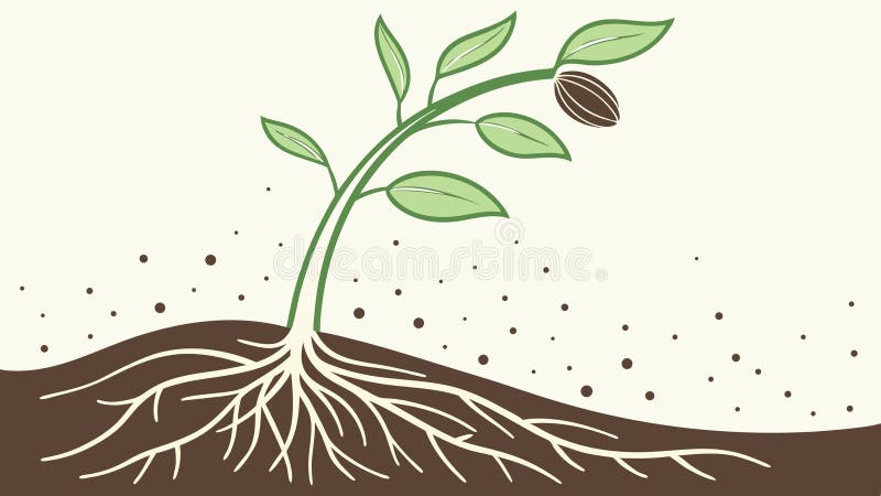 Coffee Plant Seedling Growing from Soil Vector, Vector Design ...