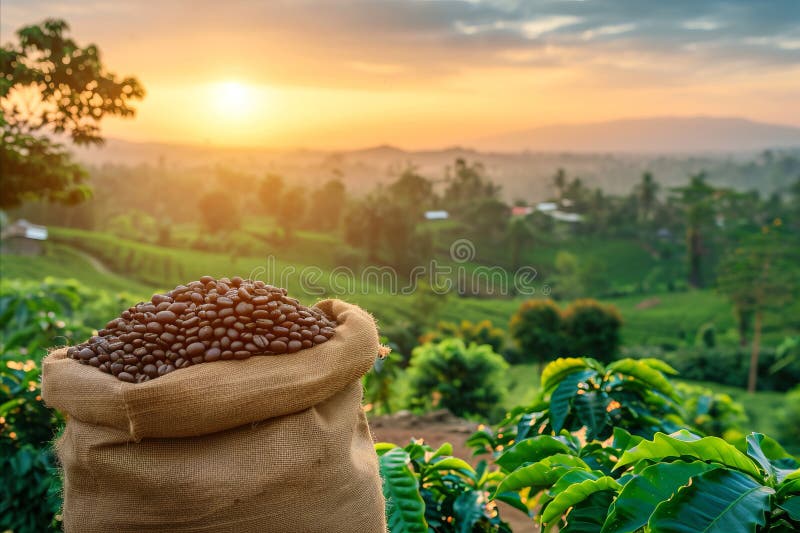 Coffee plantation fields stock image. Image of tree - 305407691