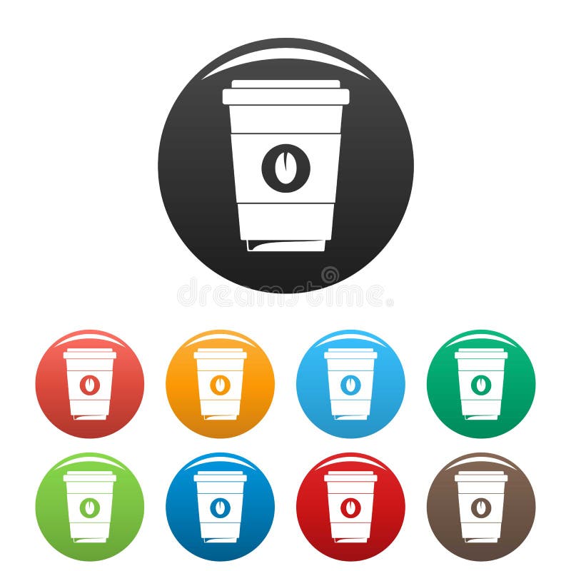 Coffee Plastic Cup Icons Set Color Vector Stock Vector - Illustration ...
