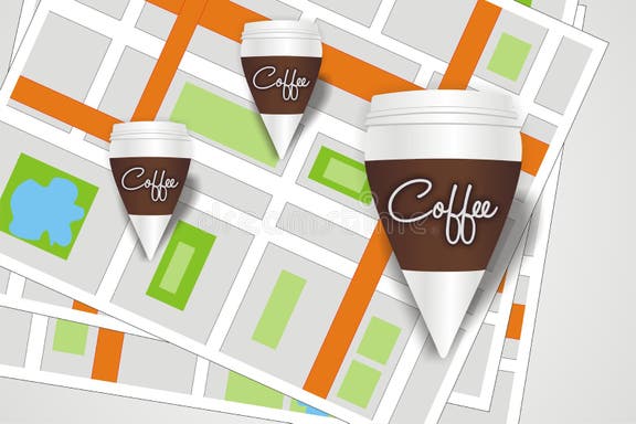 Coffee pointers with maps stock illustration. Illustration of design ...