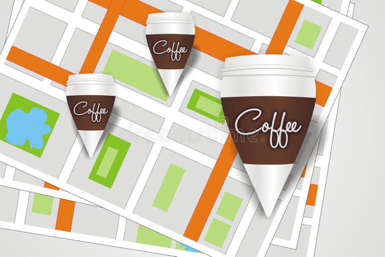 Coffee pointers with maps stock illustration. Illustration of design ...
