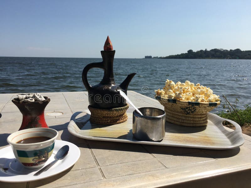Coffee with Popcorn stock image. Image of lake, table - 186481747