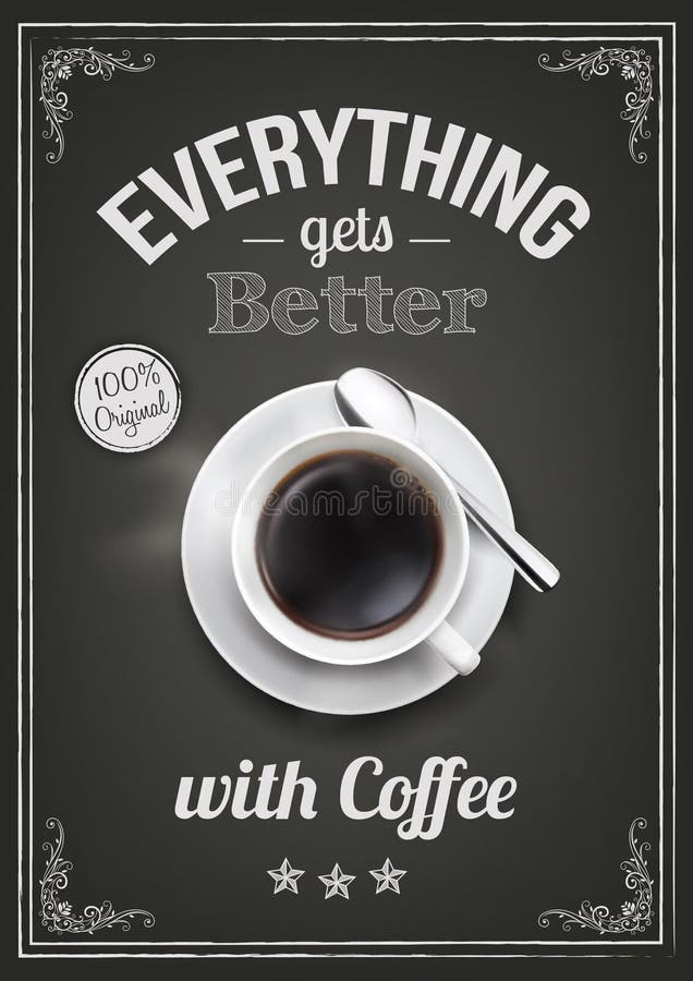 Coffee Poster Design with Quote. Vector Illustration Decorative Design ...