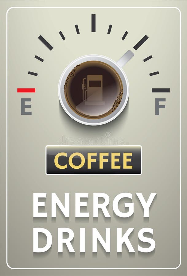 Coffee Poster with Energy Drinks Gauge Stock Vector - Illustration of ...