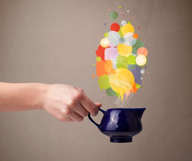 Coffee Pot with Colorful Speech Bubbles Stock Image - Image of potion ...