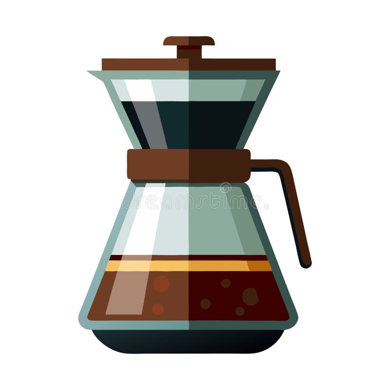 A Coffee Pot with a Handle and a Glass Lid Stock Vector - Illustration ...