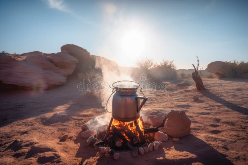 Coffee Pot Over a Campfire stock illustration. Illustration of cook ...
