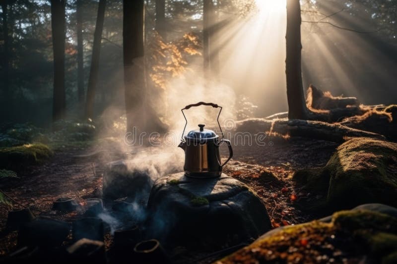 Coffee Pot Over a Campfire stock illustration. Illustration of campfire ...