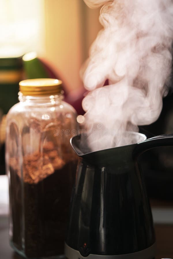 Coffee pot and steam stock image. Image of fresh, food - 139954393
