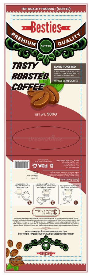 Coffee Packaging Dieline Stock Illustrations – 6 Coffee Packaging ...