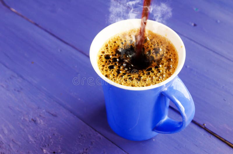 Coffee pour blue stock image. Image of black, cocoa, froth - 22479615