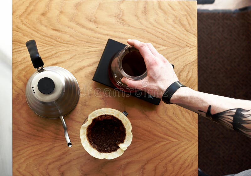 Coffee pour over top view stock photo. Image of dark - 67493712