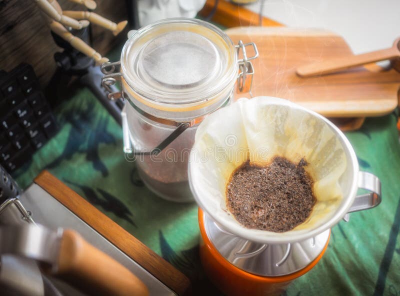 Coffee Powder in a Drift Cup Stock Photo - Image of break, brewed ...