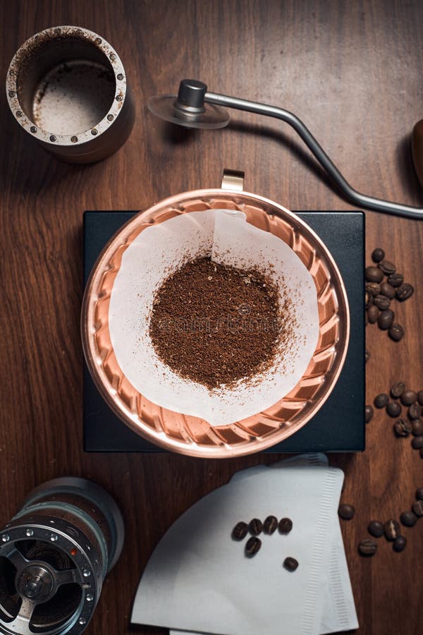 Coffee Powder in the Dripper for Make Coffee Stock Image - Image of ...